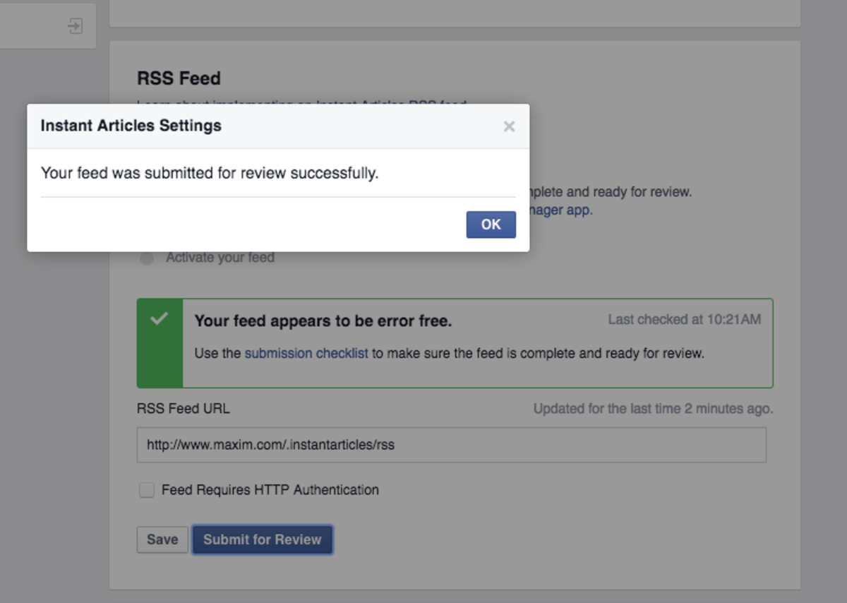 Configure Instant Articles in Facebook - Say Daily